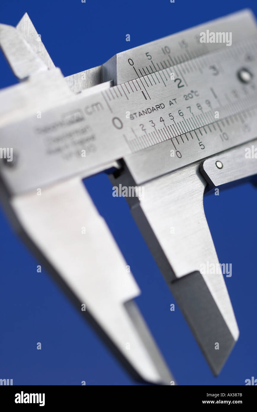 Vernier Calipers Closeup on blue focus on 1cm Stock Photo - Alamy