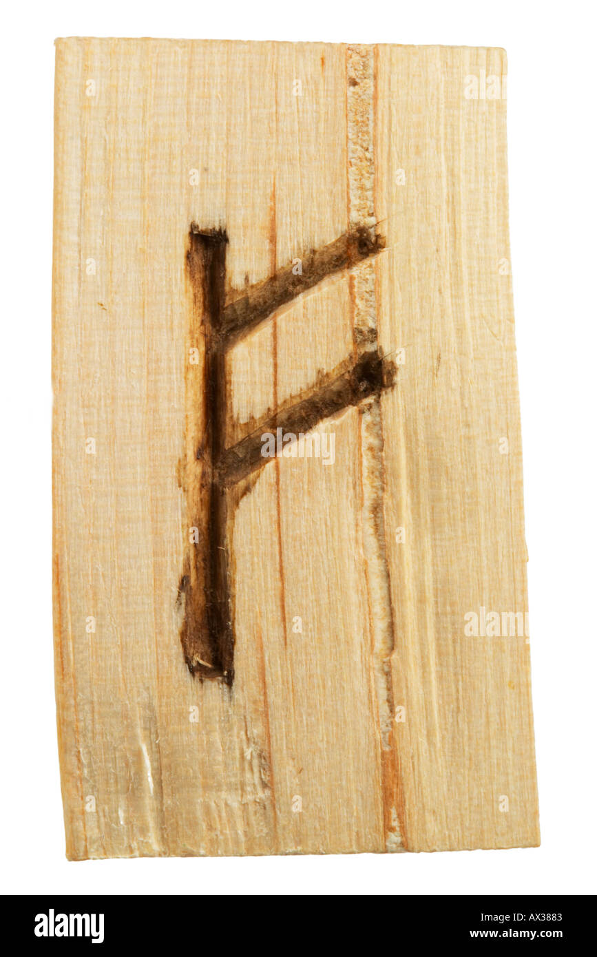 Proper rune stave Fehu made from traditional Mountain Ash Rowan and ...