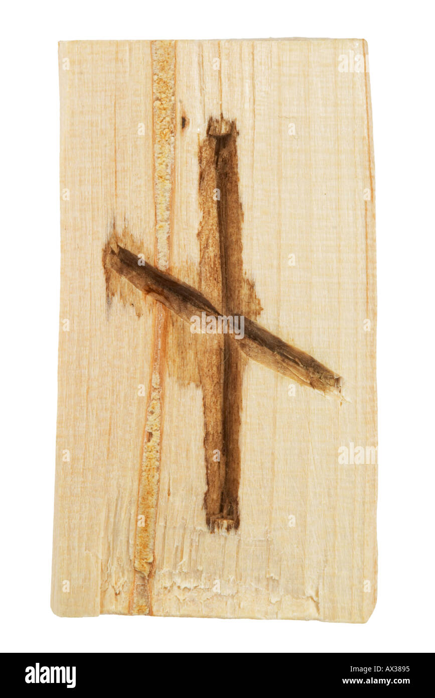 Proper rune stave Nauthiz made from traditional Mountain Ash Rowan and ...