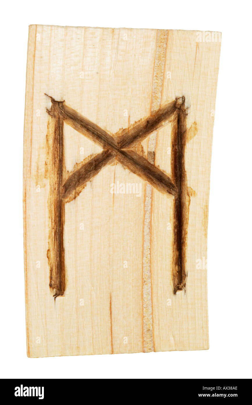 Proper rune stave mannaz made from traditional Mountain Ash Rowan and ...