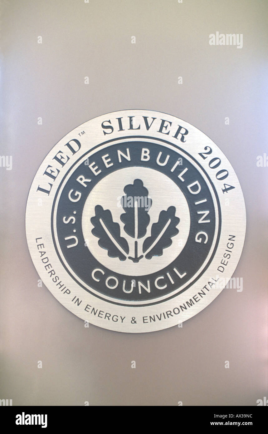 LEED silver plaque US Green Building Council Stock Photo - Alamy