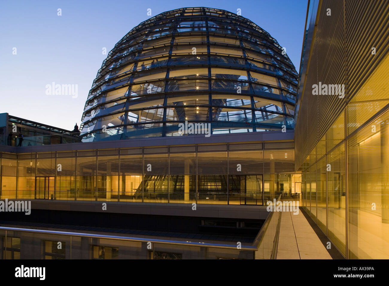 Glass dome of the Reichstag , seat of Bundestag or German Parliament ...