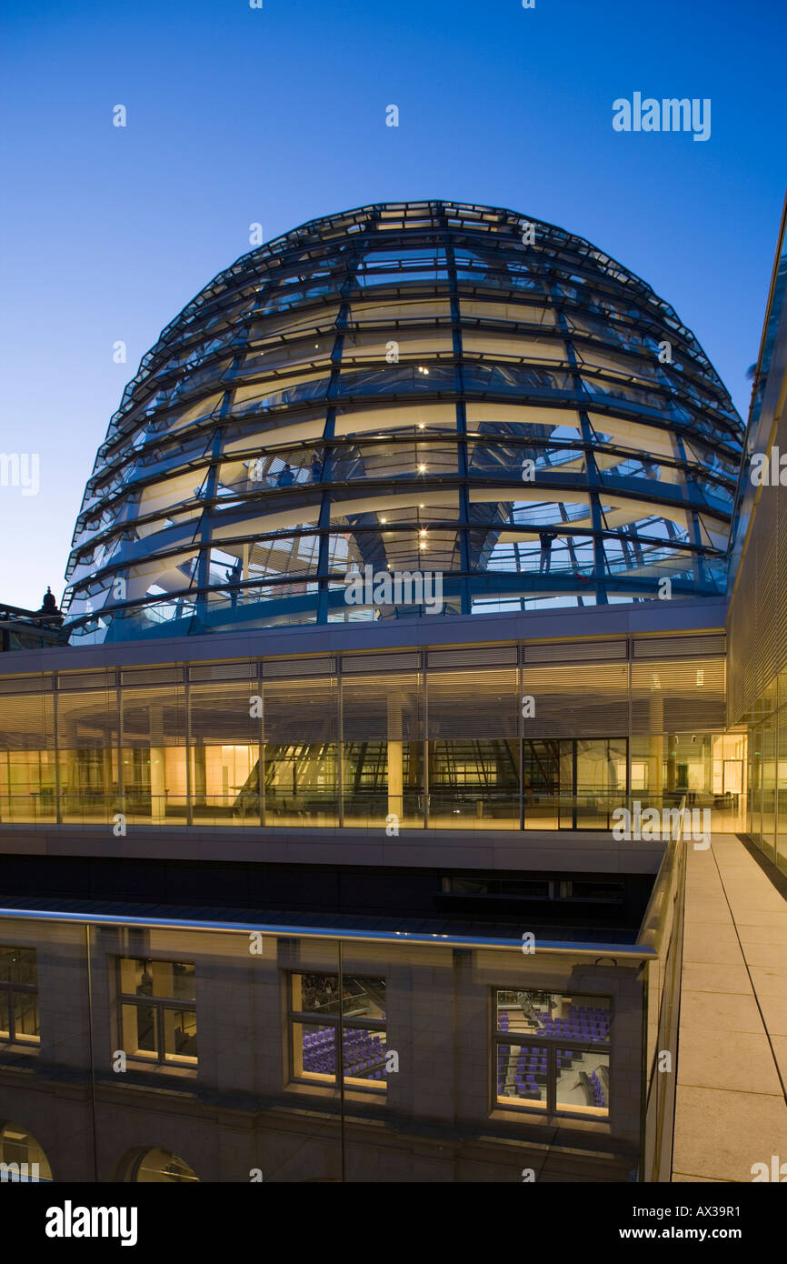 Glass dome of the Reichstag , seat of Bundestag or German Parliament ...