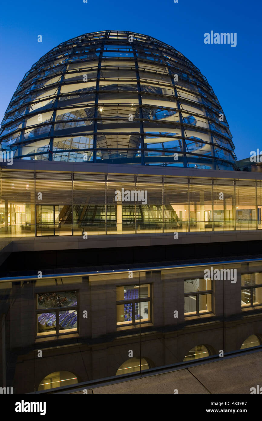Glass dome of the Reichstag , seat of Bundestag or German Parliament ...