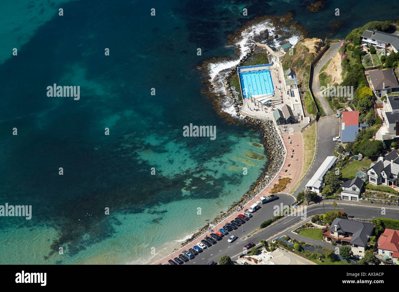 St Clair Hot Salt Water Pool Dunedin South Island New Zealand aerial ...