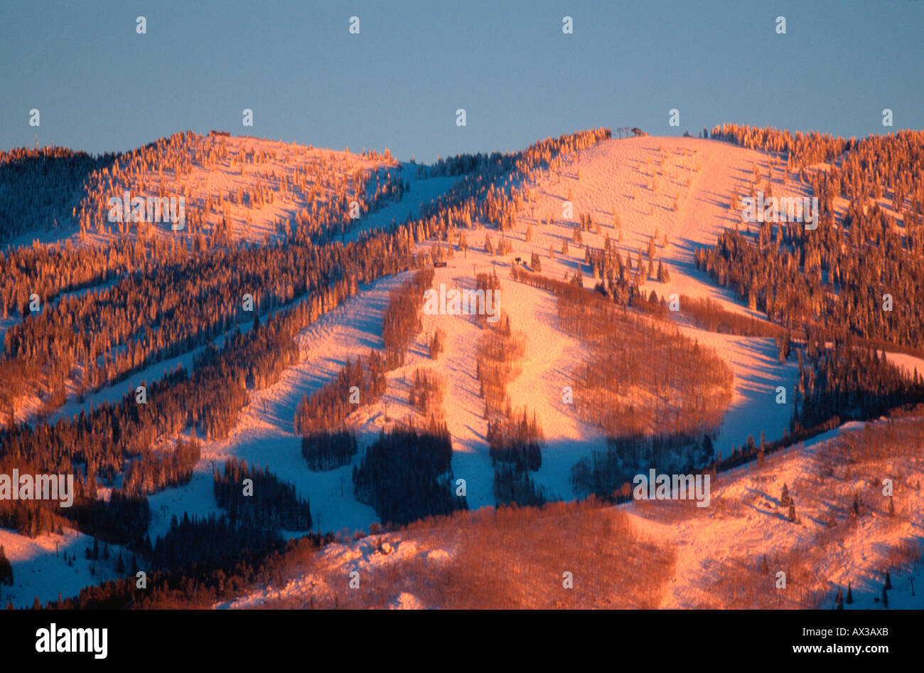 Alpenglow on Steamboat ski area Mt Werner Steamboat Springs Colorado ...