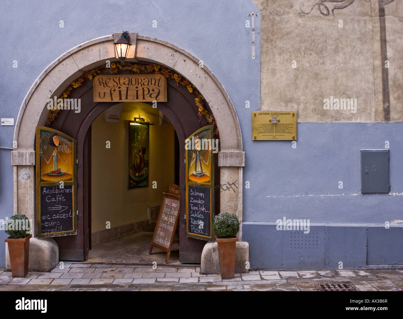 Front of the restaurant gourmet, U Filipa, Bratislava, Slovakia Stock ...