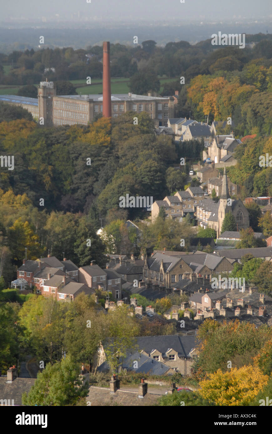 Overview of the village of Bollington, Cheshire, England, near ...