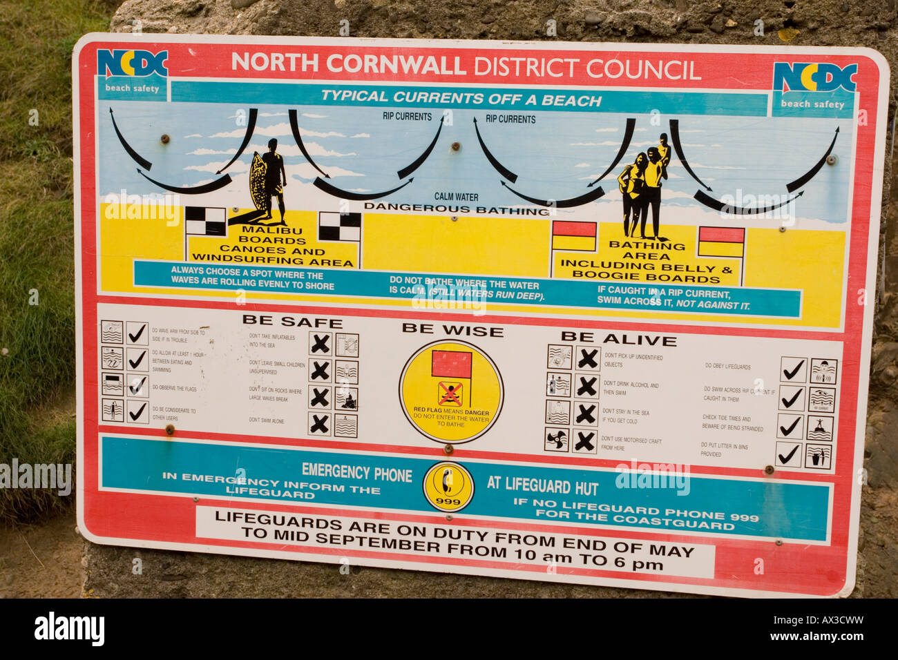 Beach safety sign Stock Photo - Alamy