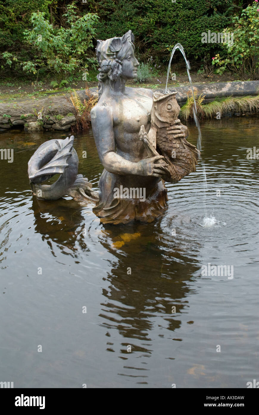 A mermaid fountain on a private estate in Scotland Stock Photo - Alamy