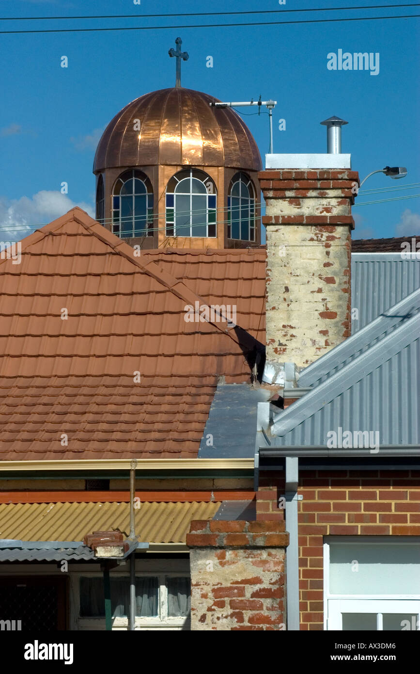 Dome of Greek Orthodox Church in Suburban setting Stock Photo - Alamy