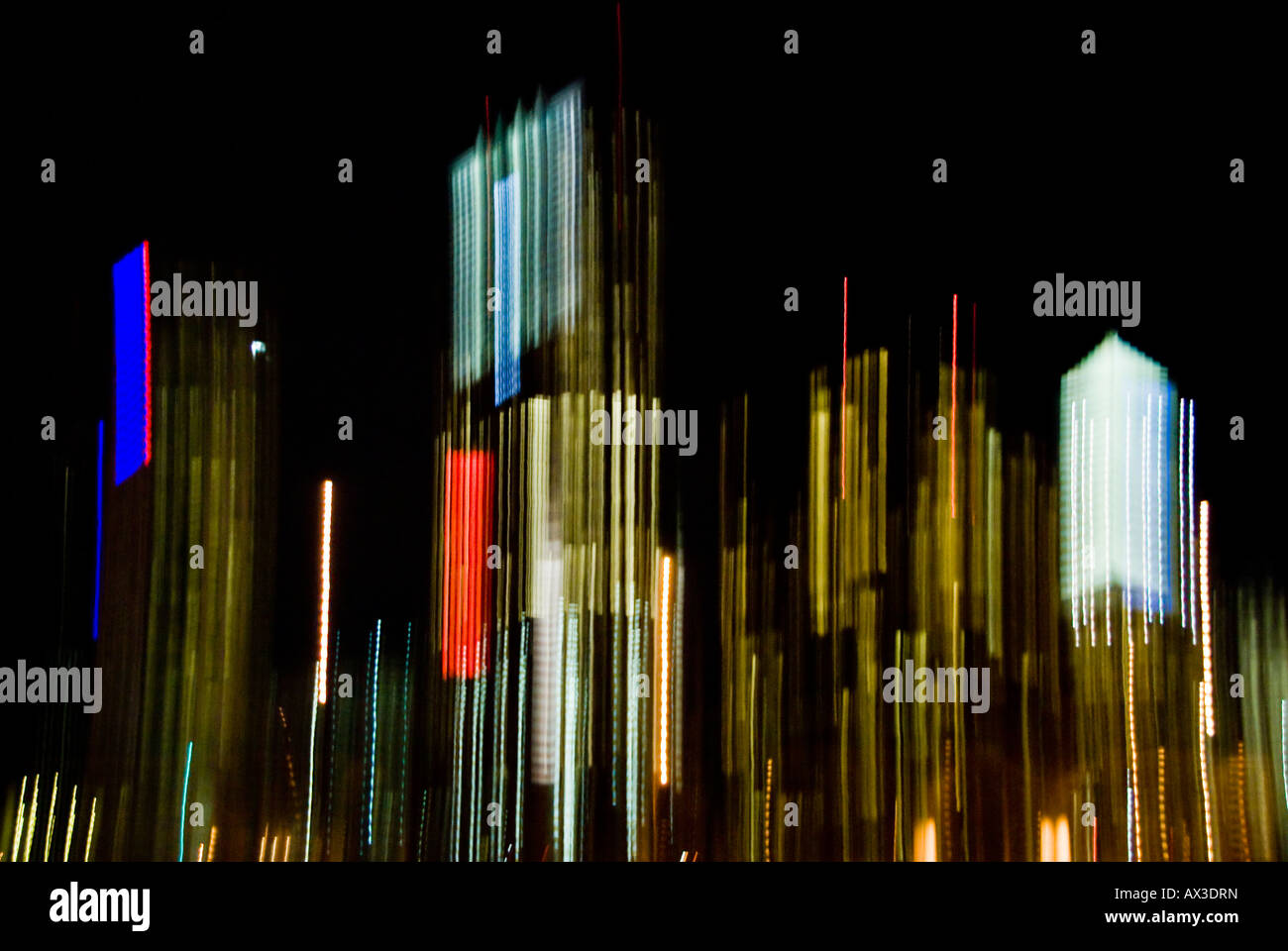 Blurred motion view of office buildings at night Tampa Florida Stock ...