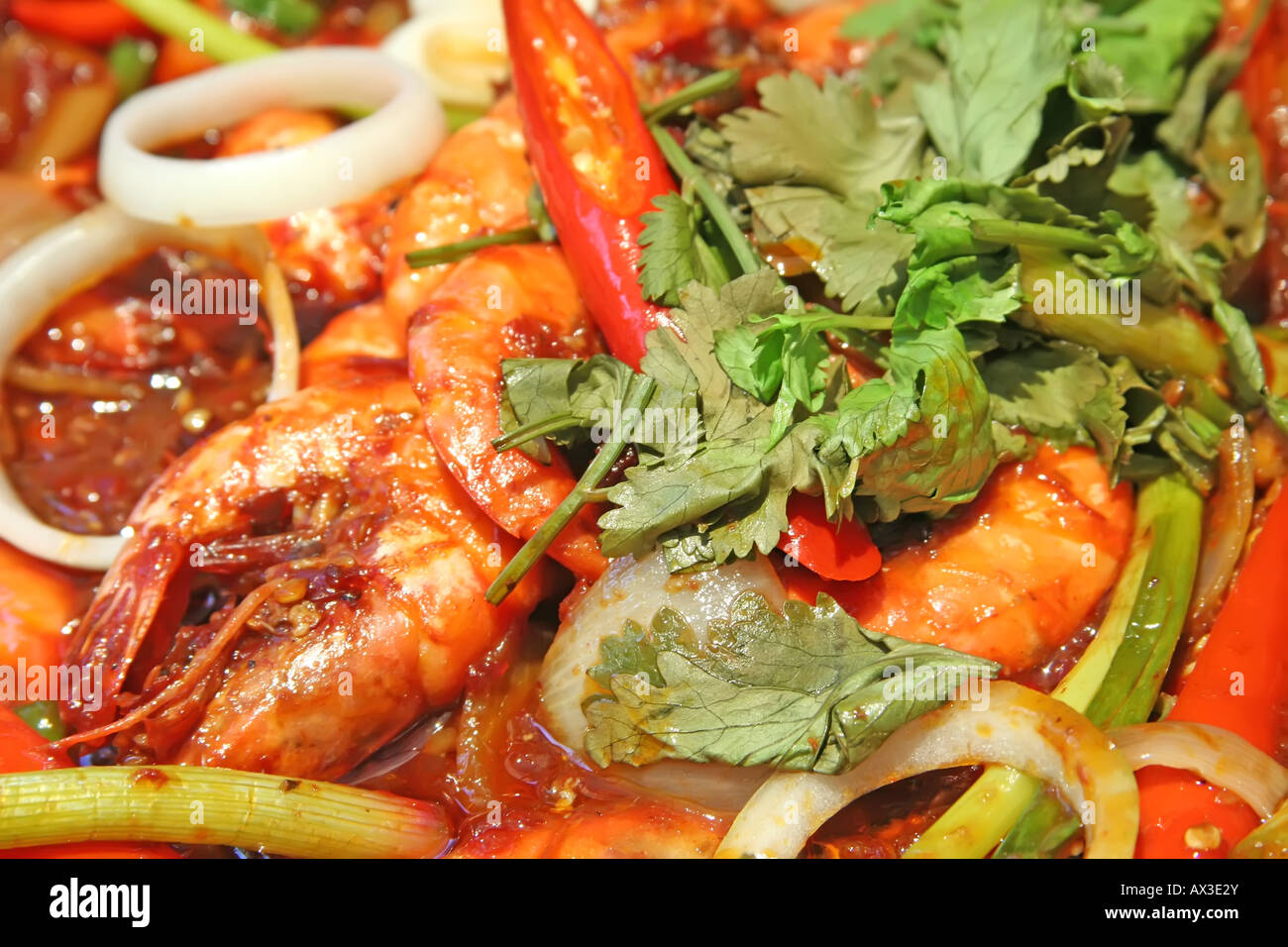 Spicy prawn dish traditional tropical asian cuisine Stock Photo - Alamy