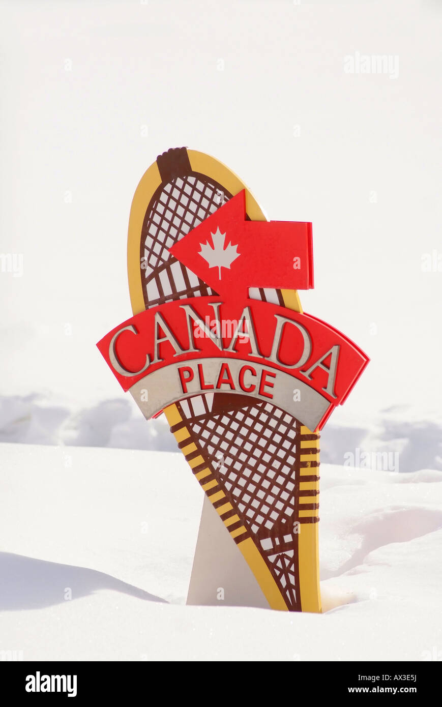CANADA Alberta Banff Banff National Park A snowshoe sign pointing to a ...