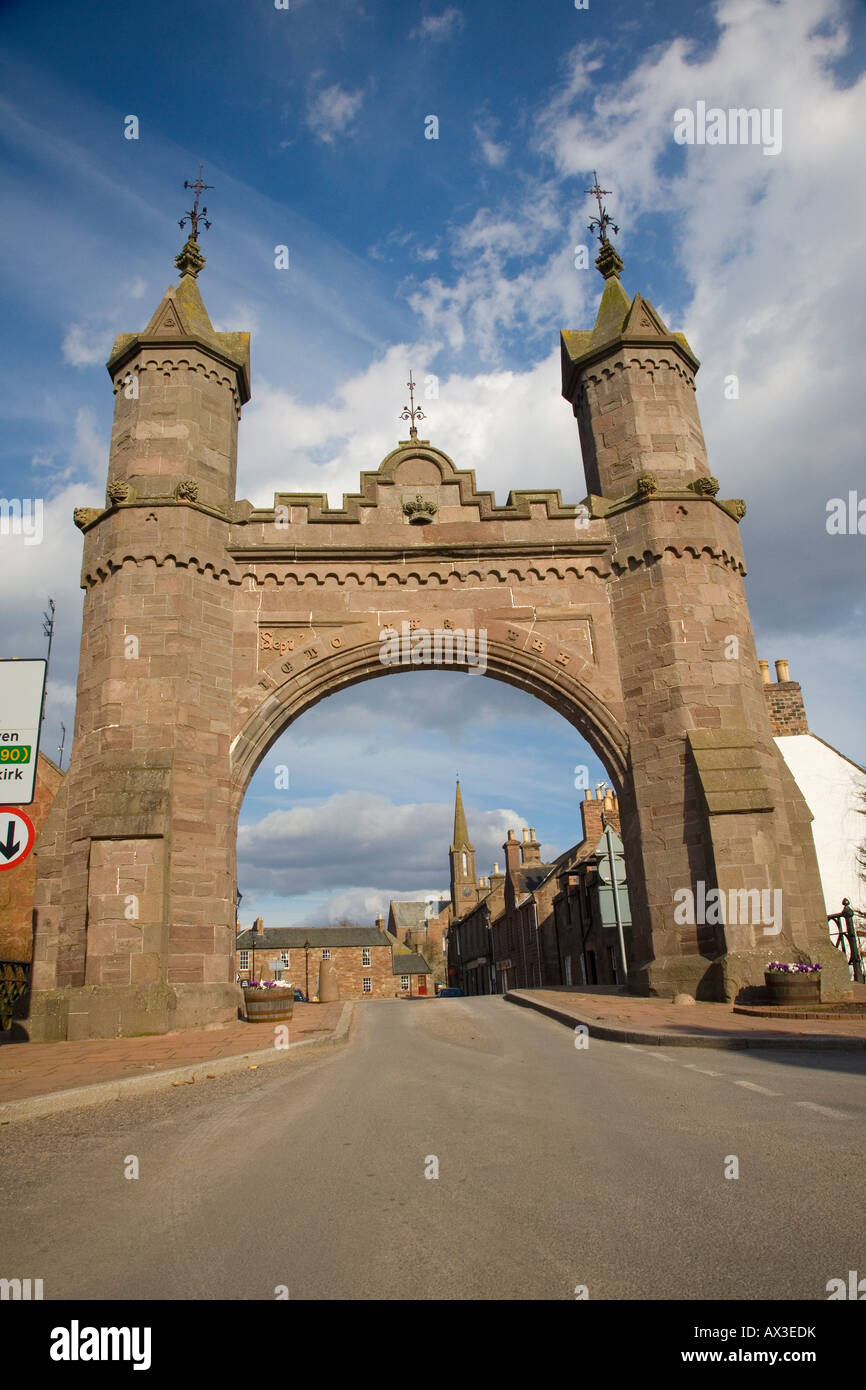 Royal Arch, turrets and keystone, Fettercairn, Aberdeenshire, Scotland ...