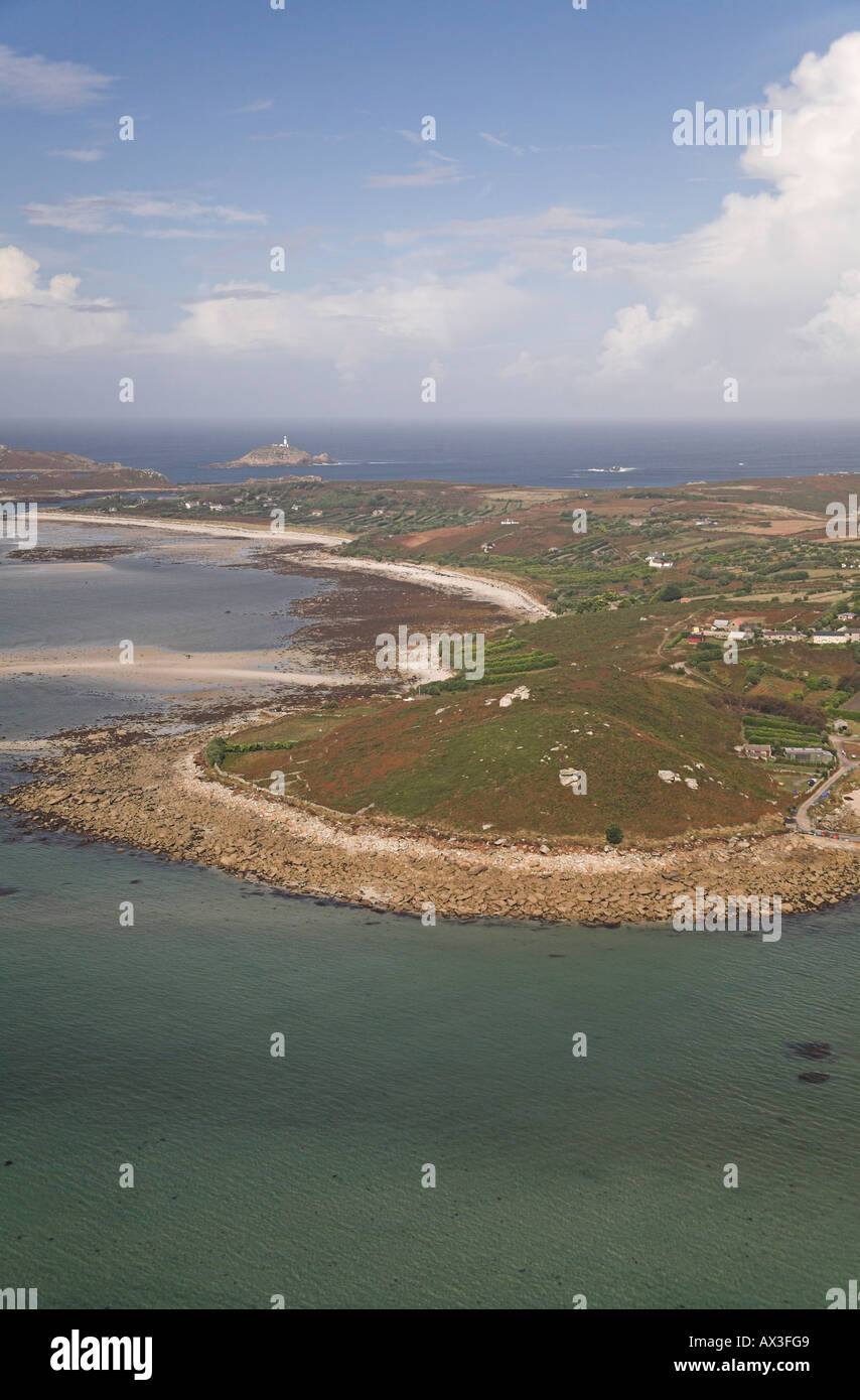 Aerial view from Isles of Scilly helicopter St Martin's Martins ...