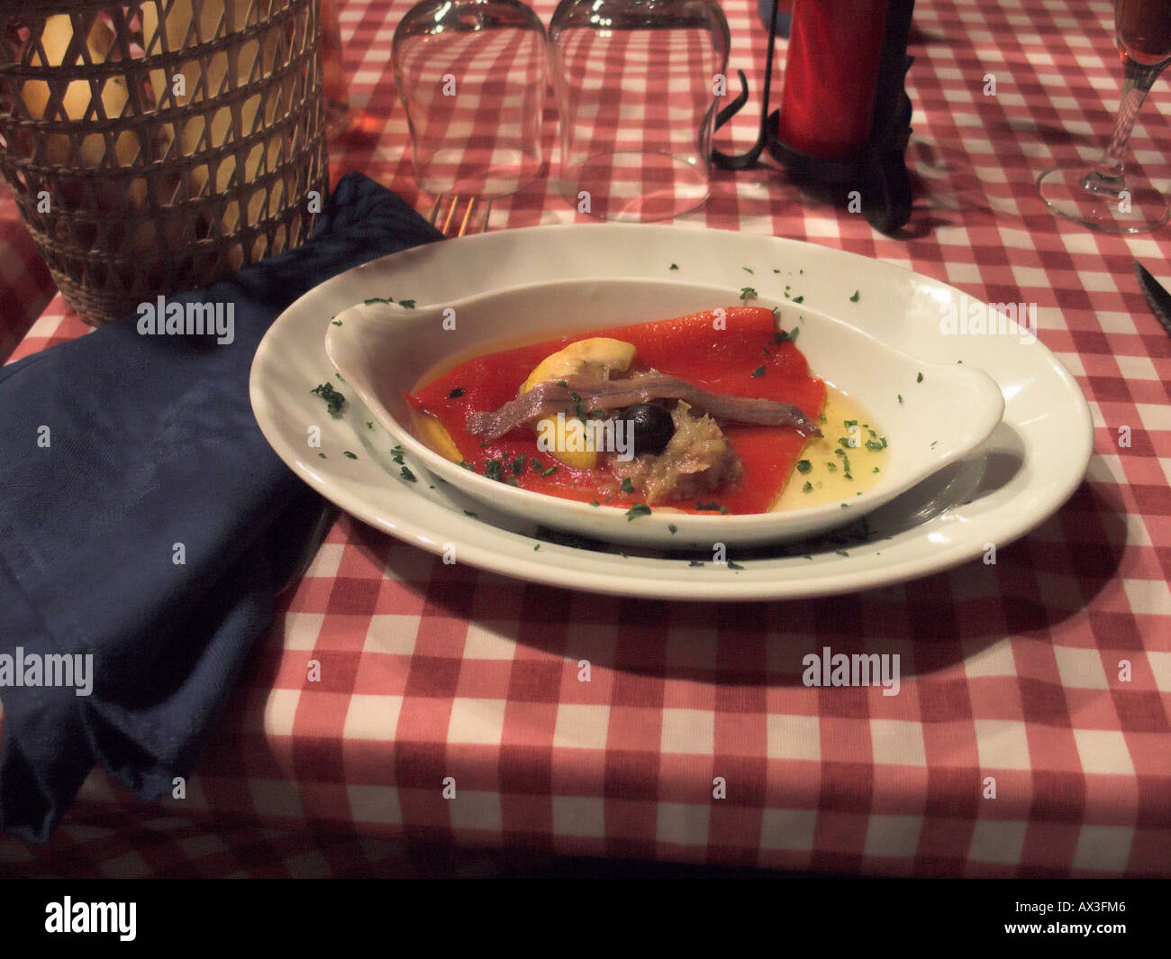 Stock photograph of roasted red pepper poivron rouge french restaurant ...