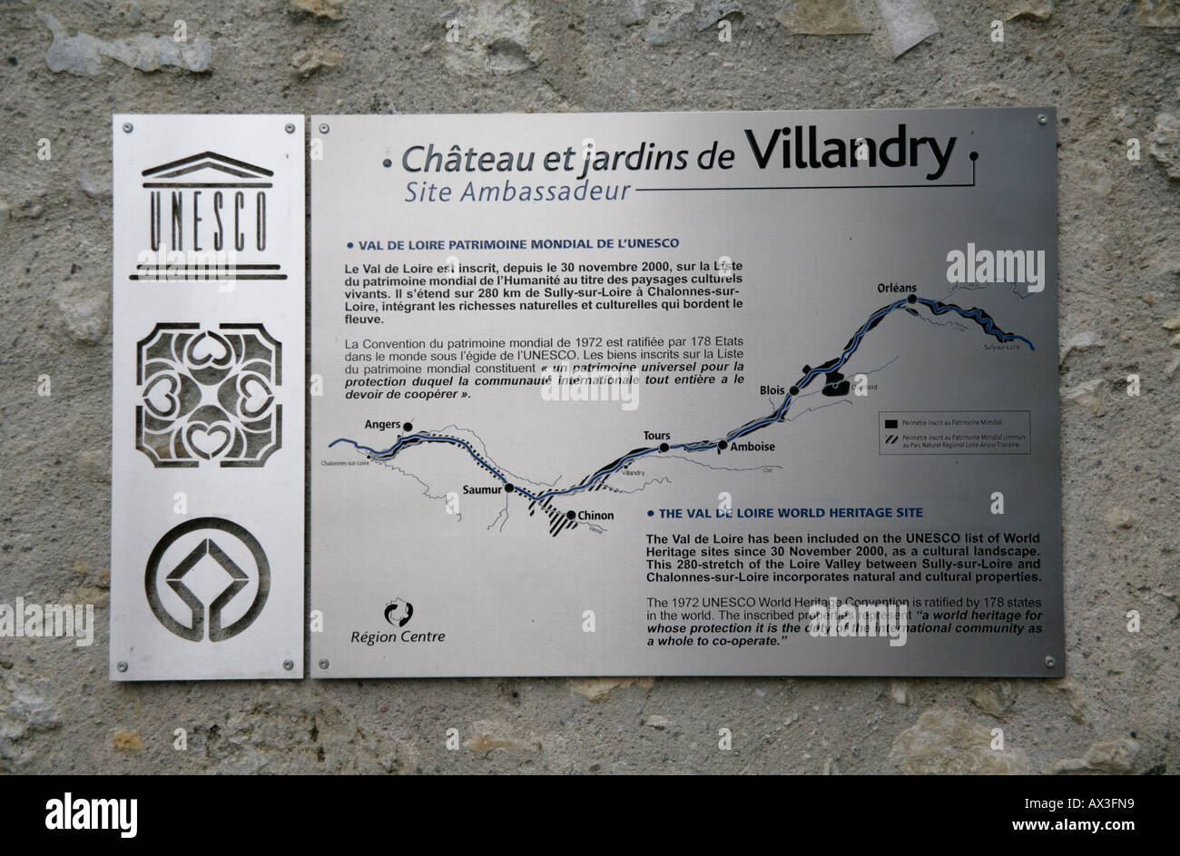 Chateau de Villandry Loire France formal garden information board ...
