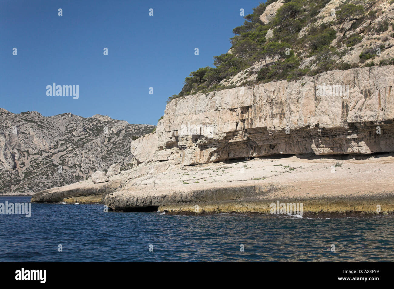 Stock photograph of Calanques limestone cliffs on French coast between ...