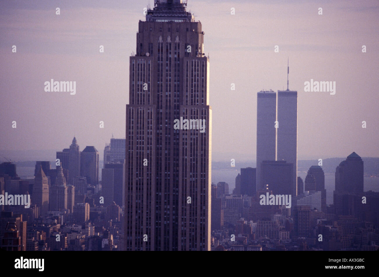 Empire State Building and World Trade Towers, NYC Stock Photo - Alamy