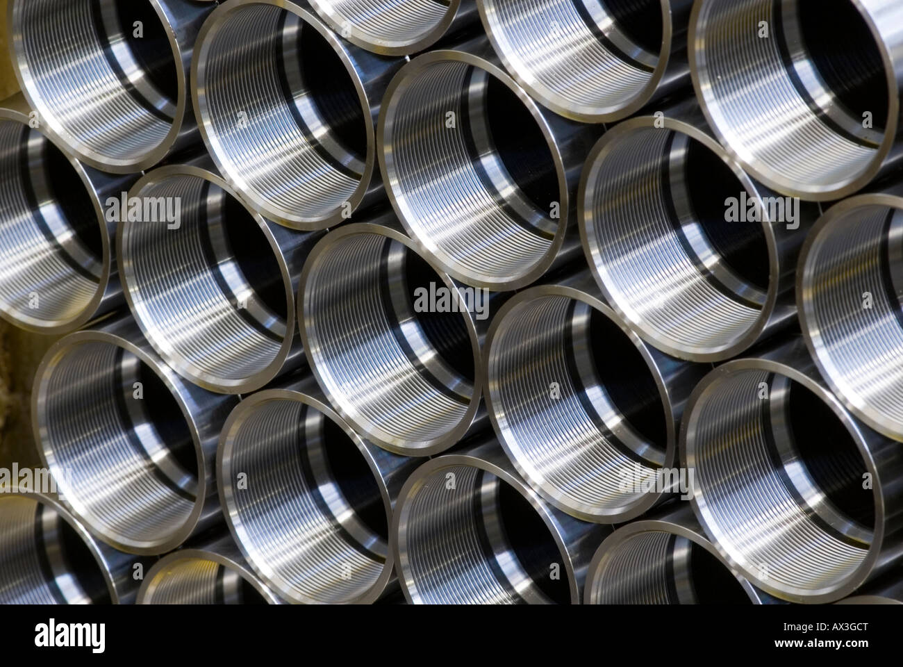 threaded industrial steel tubes Stock Photo - Alamy
