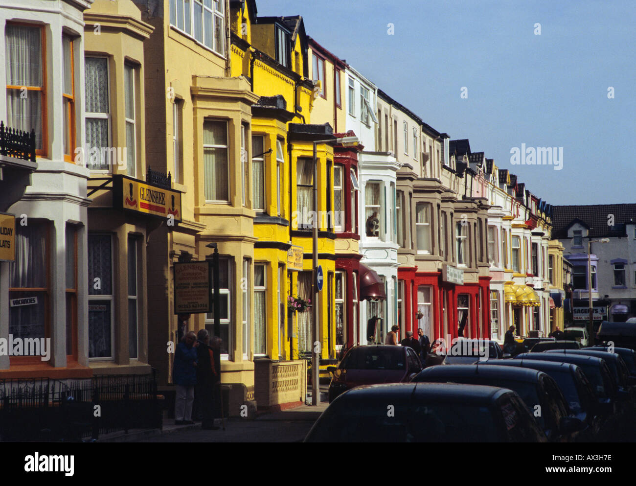 Row of colourful guest houses in Blackpool Stock Photo - Alamy