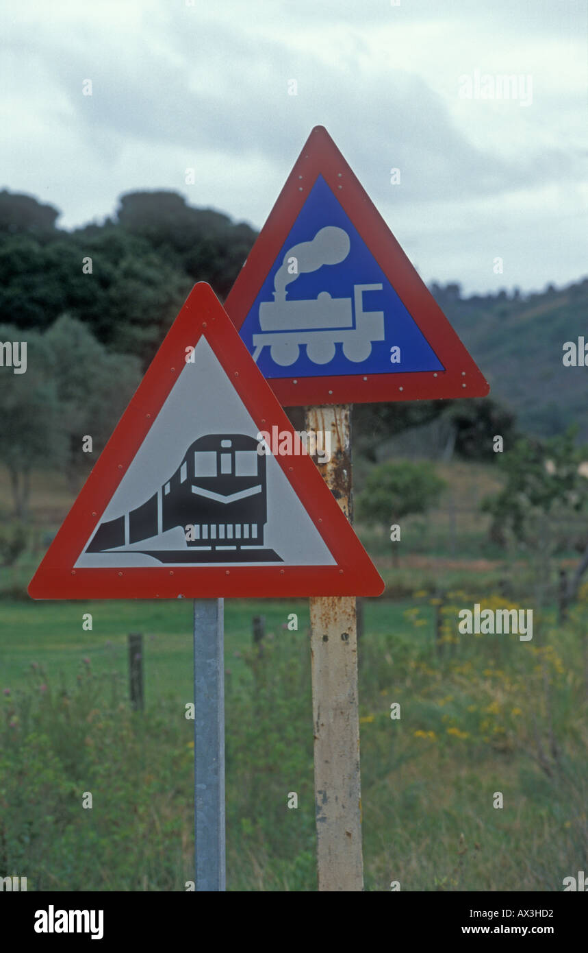Warning sign railway near Wilderness Garden Route Western Cape South ...