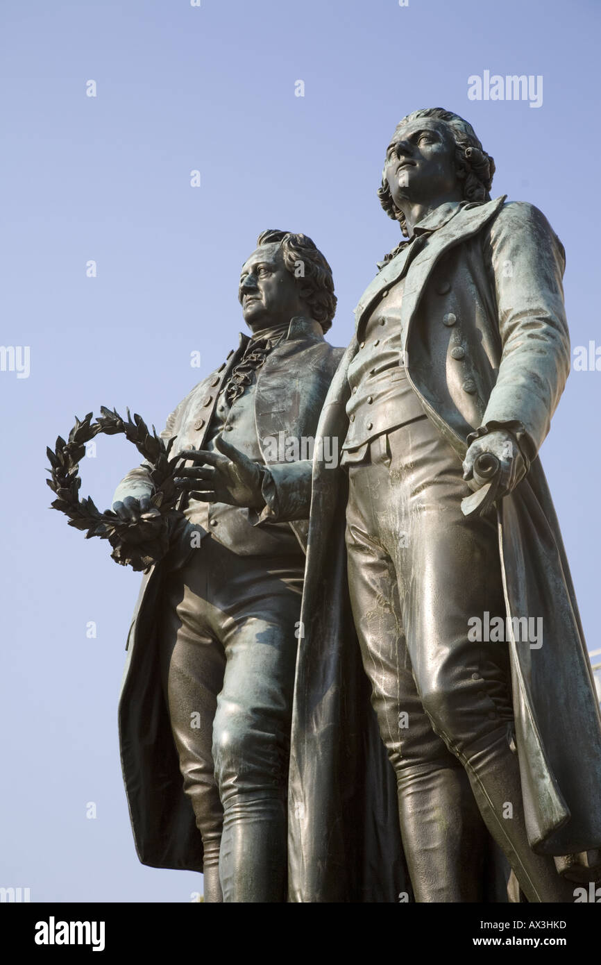 Goethe and Schiller Statue in front of the German National Theater ...