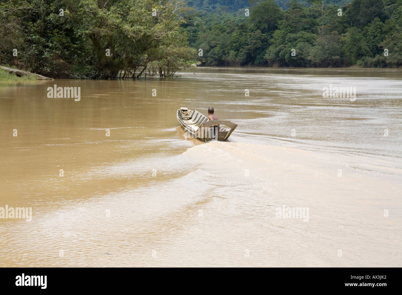 Long Boat on Batang Rejang River, Sarawak Borneo Malaysia Stock Photo ...