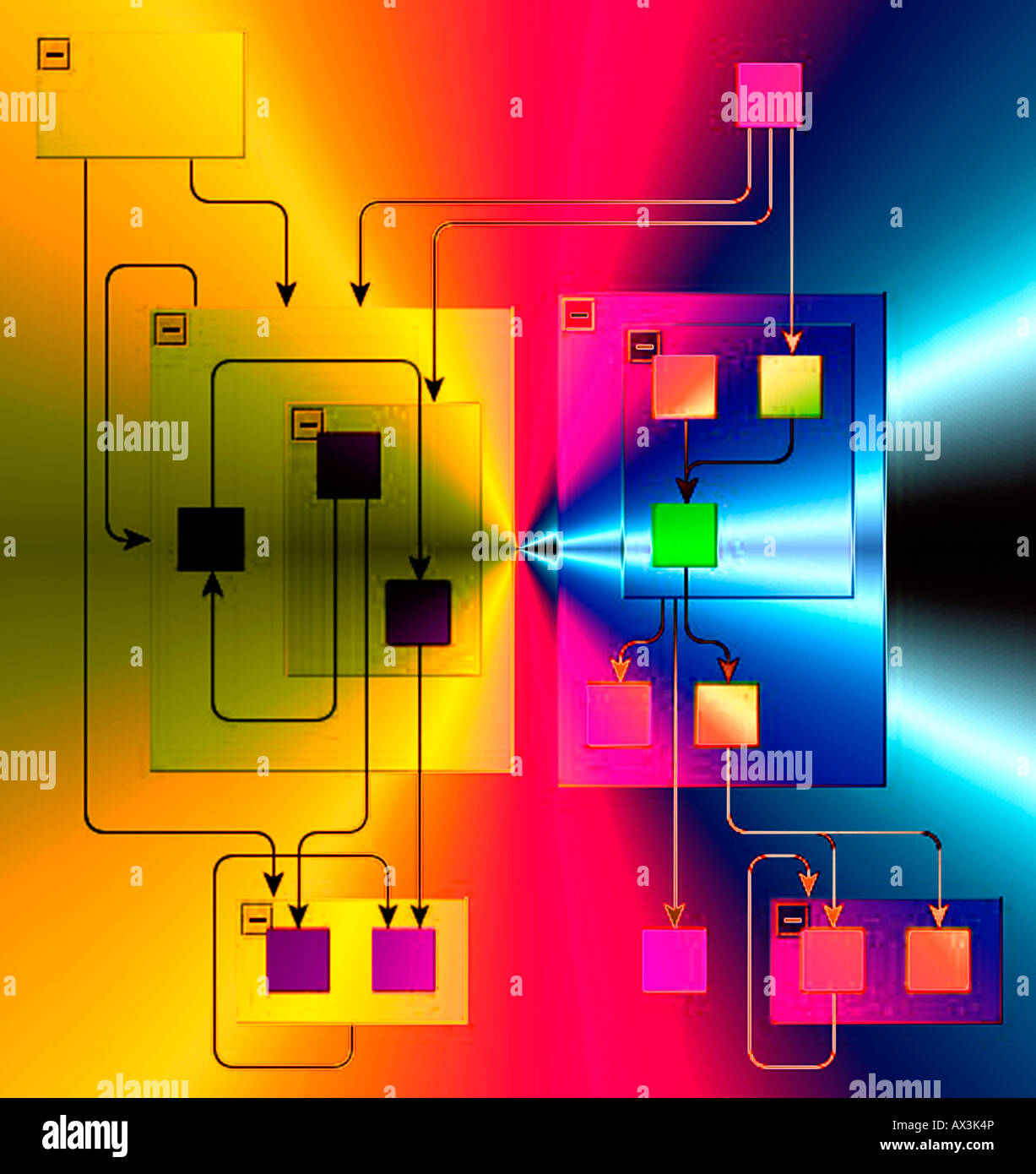 digitally altered electronic diagram and computer generated color ...