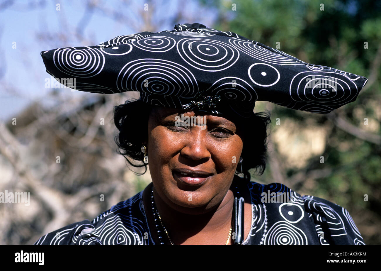 Herero lady in traditional dress Katutura Windhoek Namibia Stock Photo ...