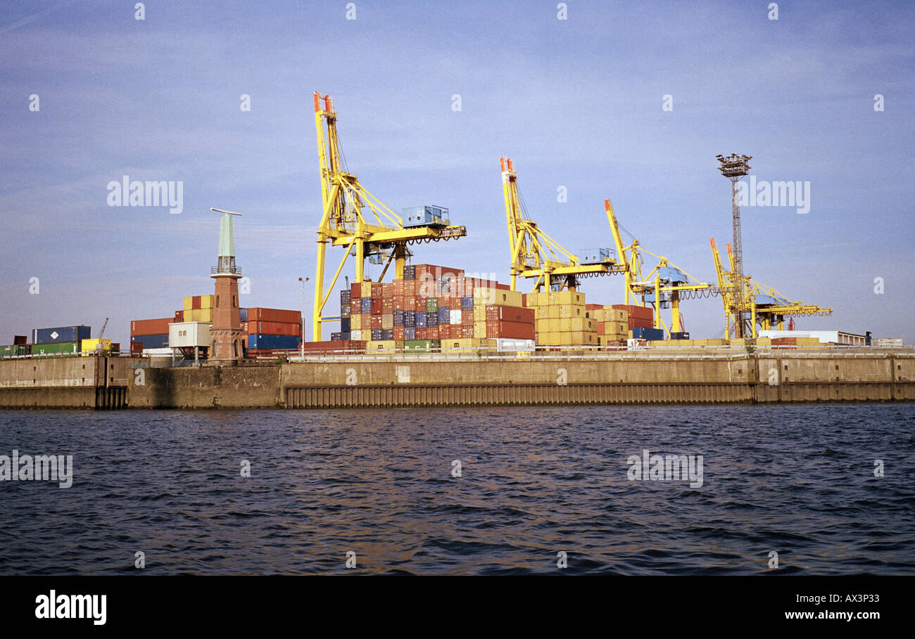 Cargo containers on dock Stock Photo - Alamy