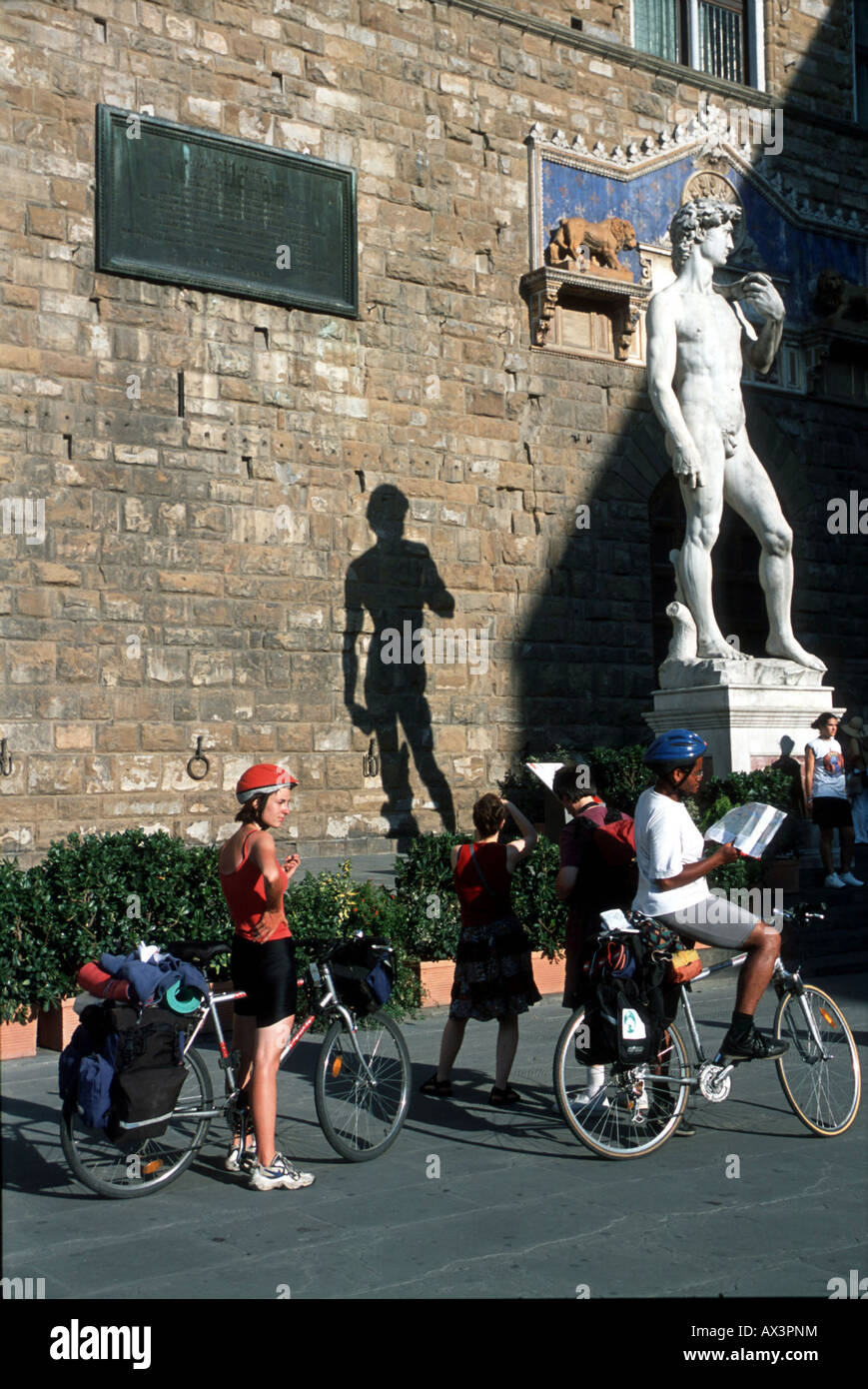 ITALY TOURISTS BY THE STATUE OF DAVID BY MICHELANGELO IN FLORENCE Photo ...
