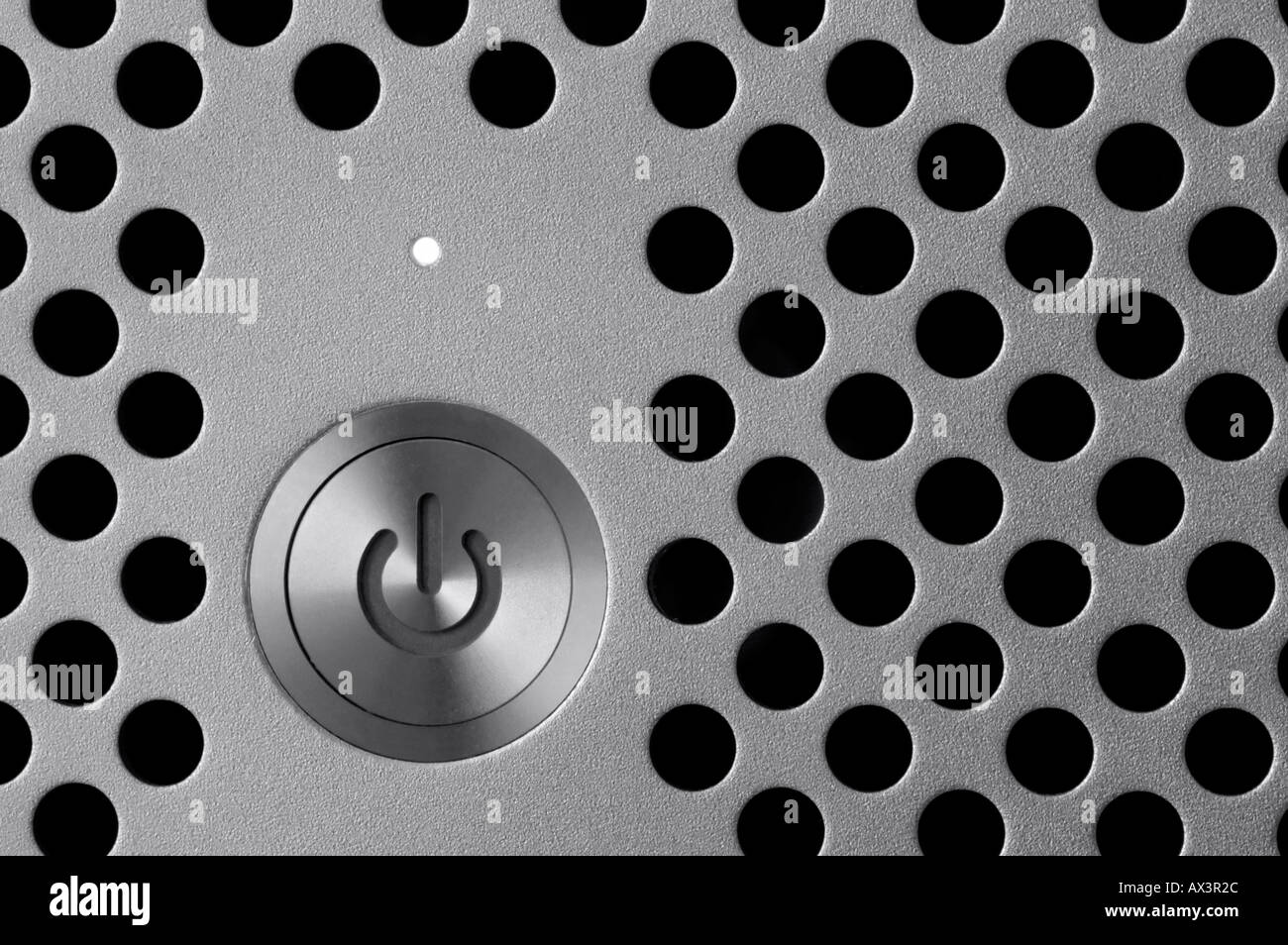 Close Up Of A Computer Power Button / Switch. Black & White Stock Photo ...