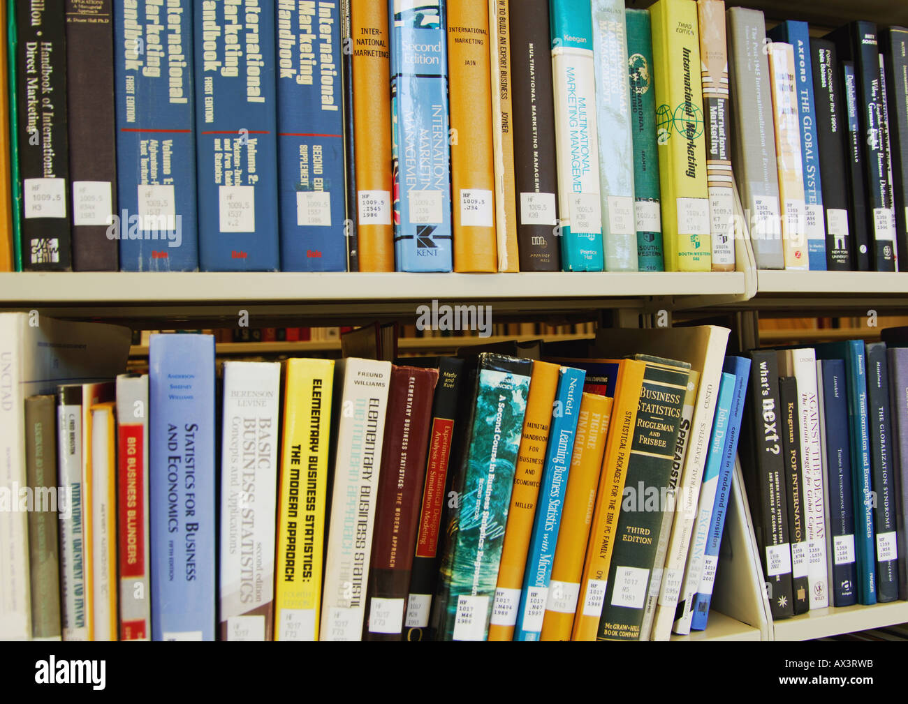 Section of bookshelves in a library Stock Photo - Alamy