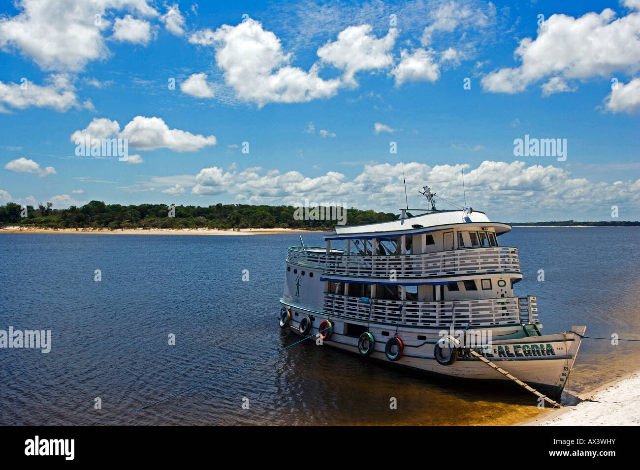 Brazil, Amazon, Rio Tapajos. A tributary of the Rio Tapajos which is ...