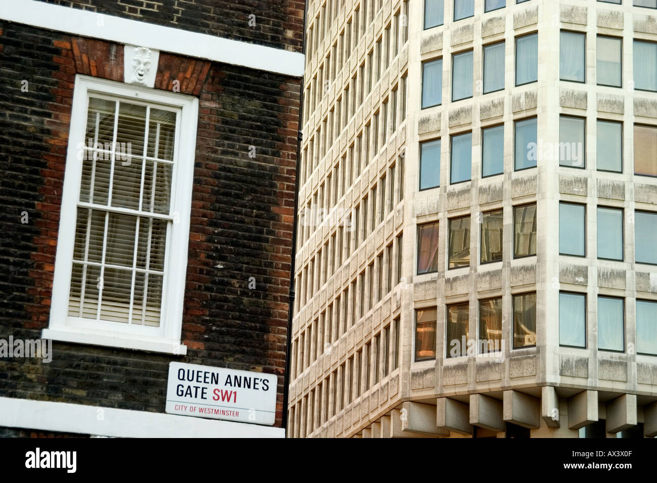 Contrasting Georgian and Sixties architecture. Queen Anne's Gate ...