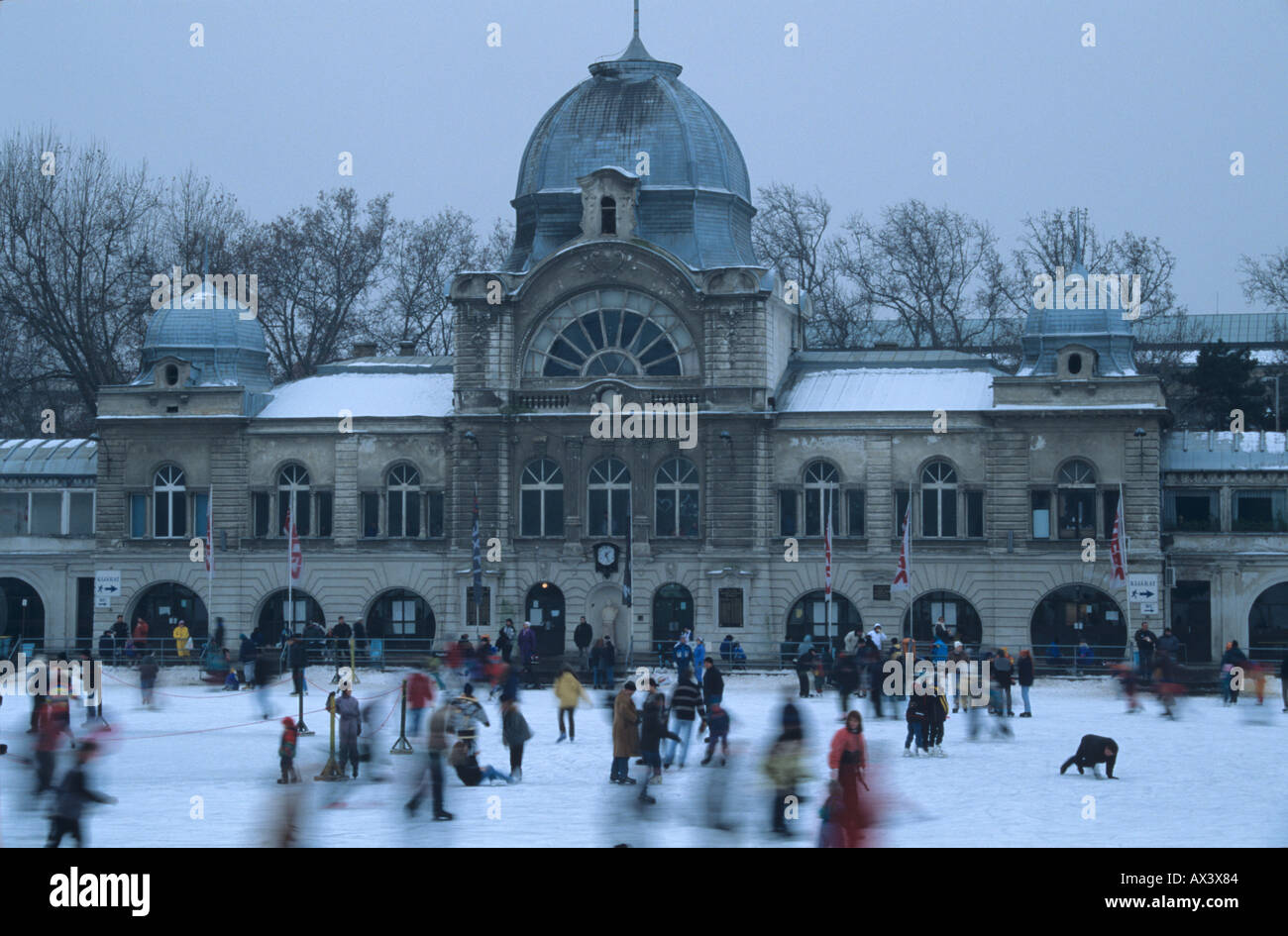 Public skating at City Park Ice Rink in the centre of Budapest, Hungary ...
