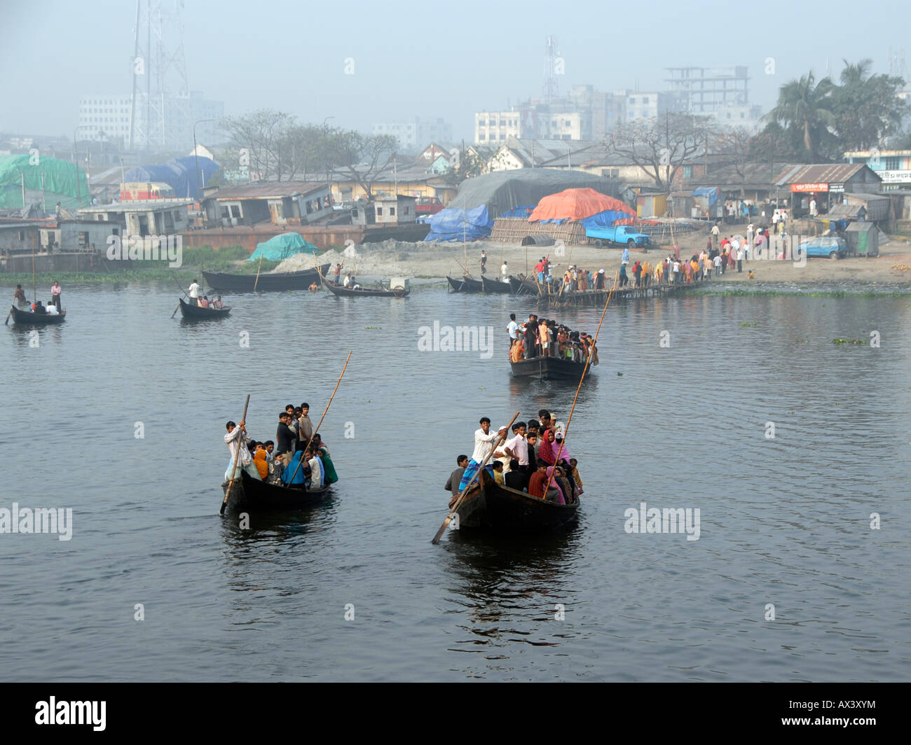 Wooden passenger ferries on the Delta, Bangladesh Stock Photo - Alamy