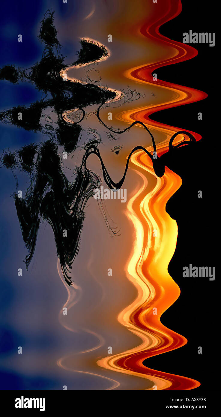 Digital art to represent a sunset/sunrise (L Stock Photo - Alamy