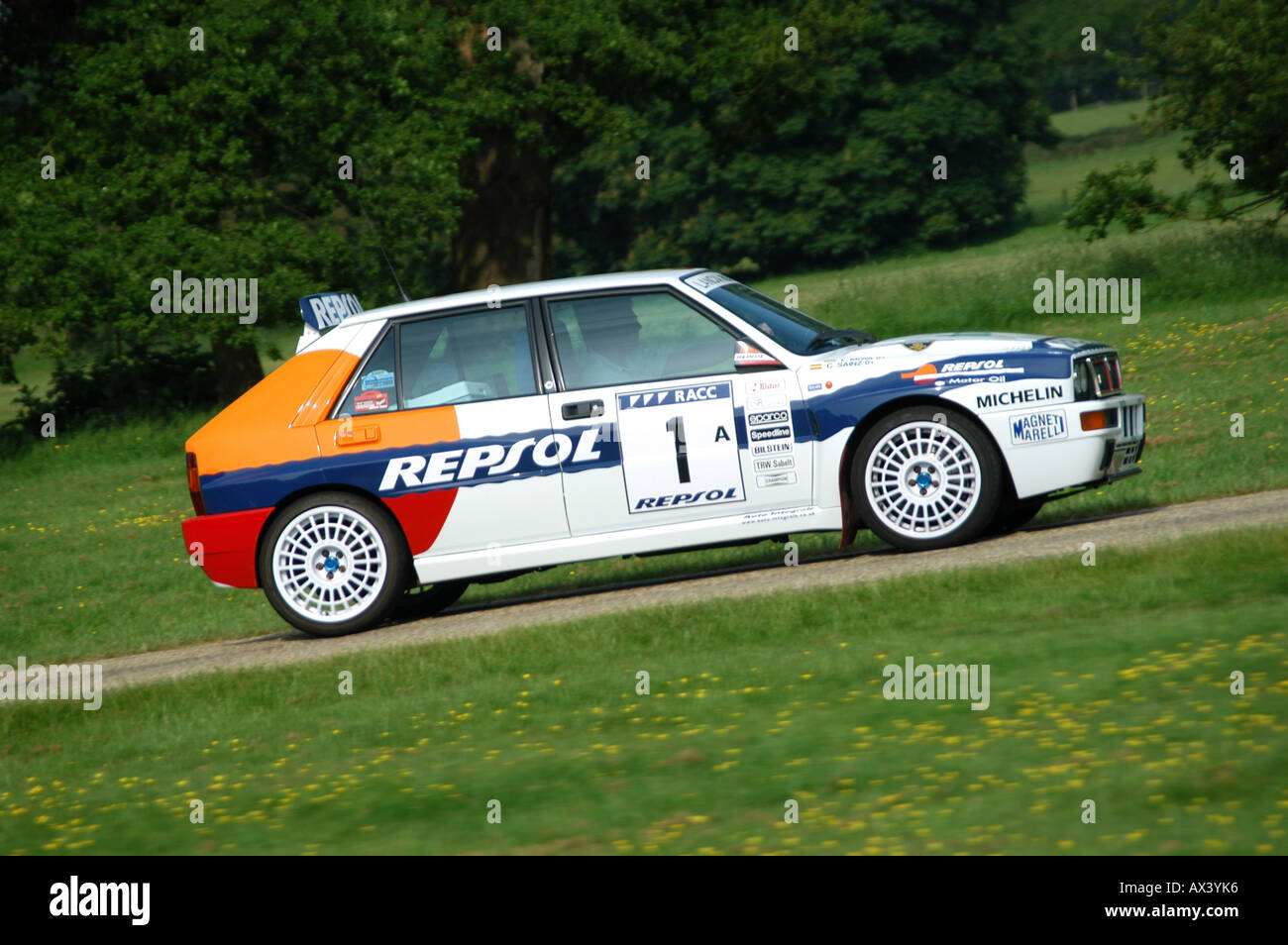 Lancia Delta Integrale car in rally colours Stock Photo - Alamy