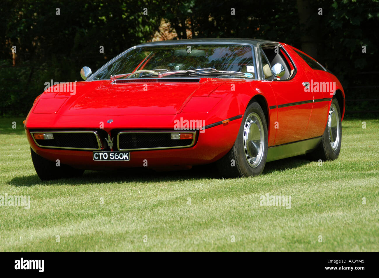Red Maserati Bora 1970 sports car Stock Photo - Alamy