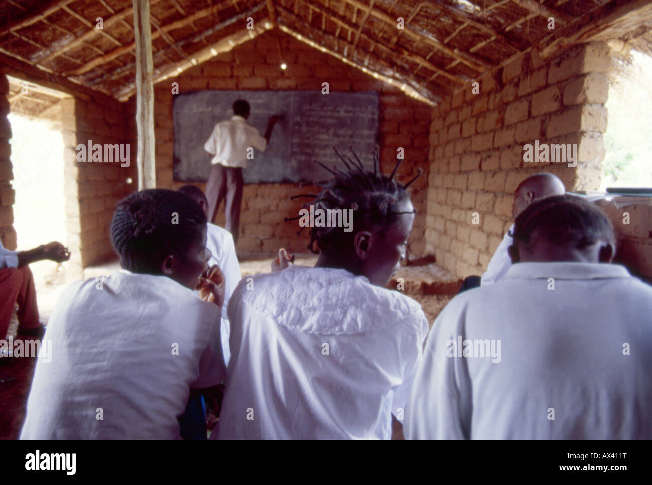 Refugees from democratic republic of congo in a makeshift classroom at ...