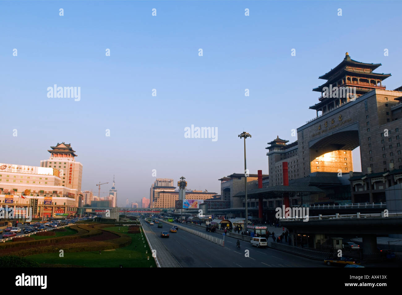 China, Beijing. Chinese style and modern architecture combined at ...