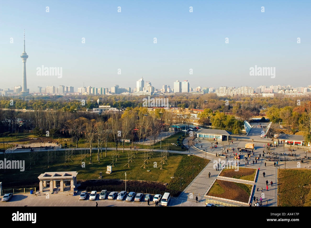 China, Beijing. A panoramic view of Beijing and the CCTV Tower Stock ...