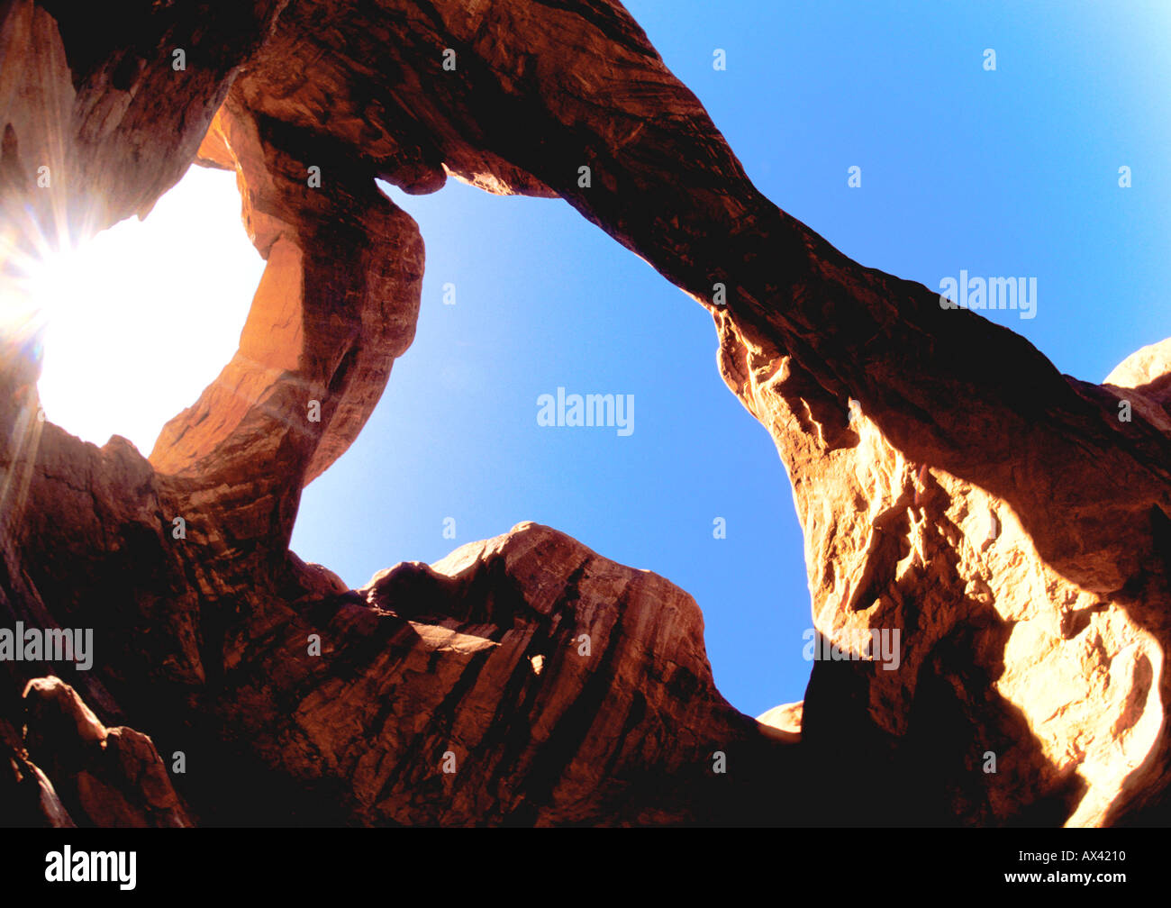 USA UT Arches NP Double arch Stock Photo - Alamy