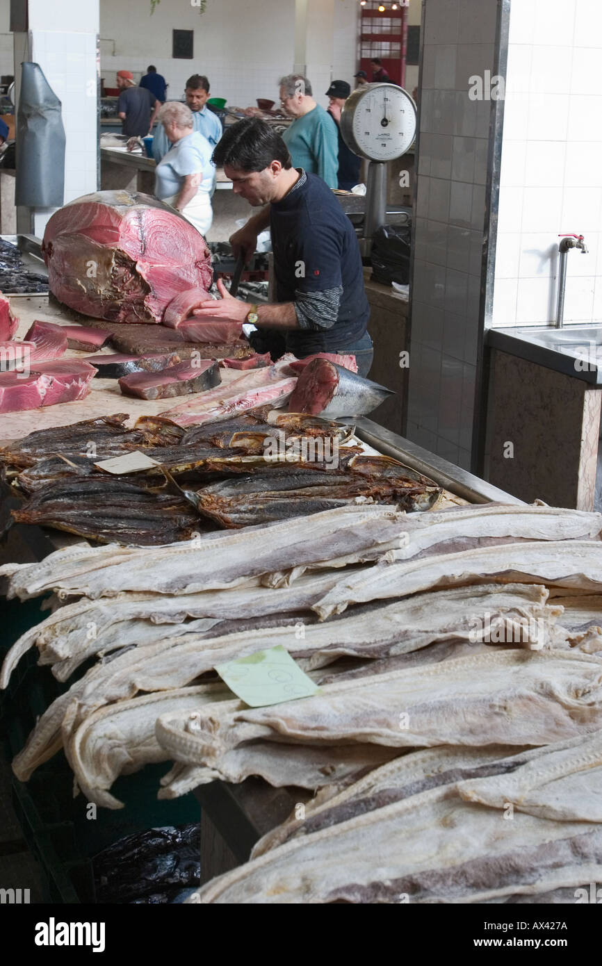 market hall Mercado dos Lavradores in Funchal fish market Madeira Stock ...