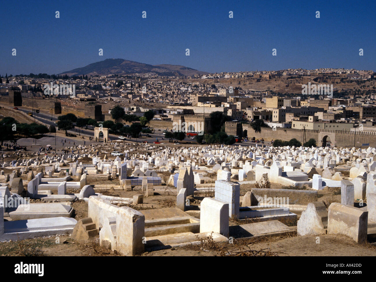 Tombs in a Muslim cemetery in Fez Morocco Stock Photo - Alamy