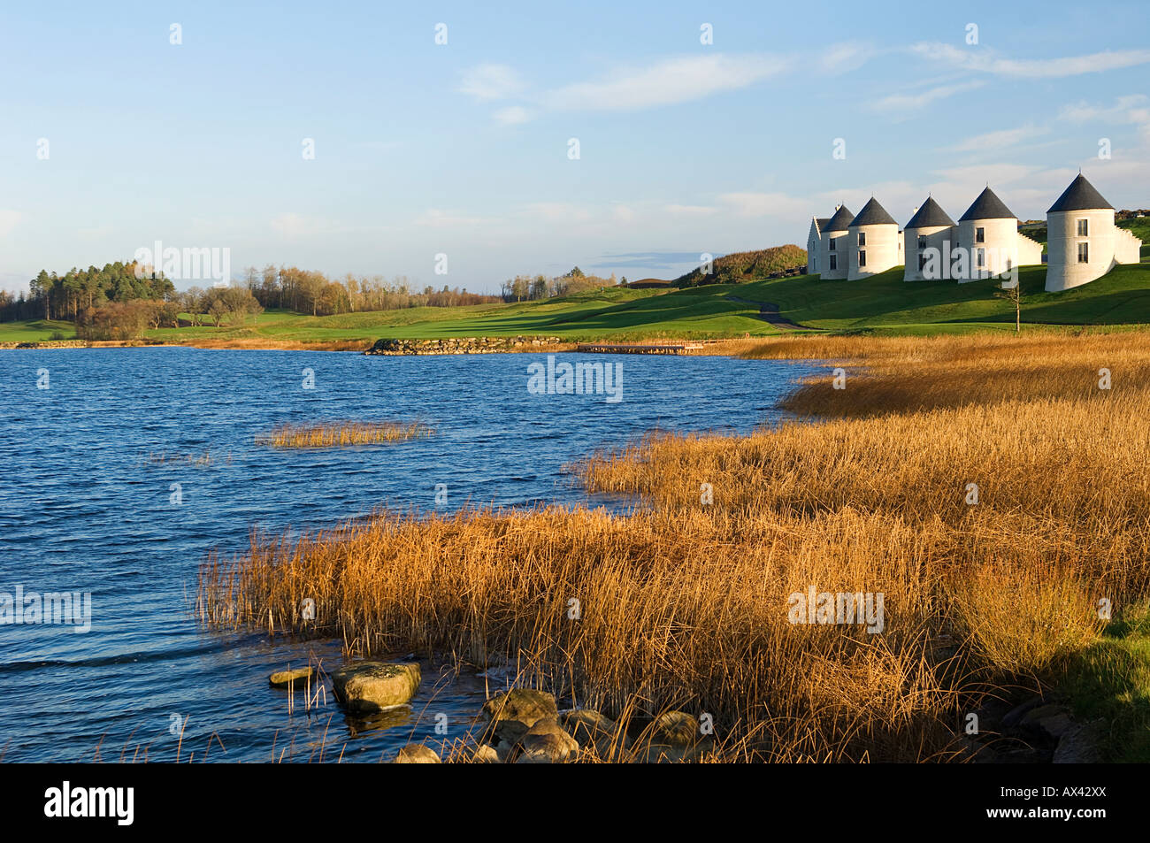 UK, Northern Ireland, Fermanagh, Enniskillen. View of the lake and some ...