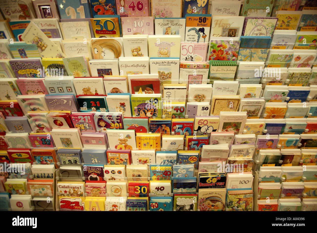 Cards on a shelf in a store Stock Photo - Alamy